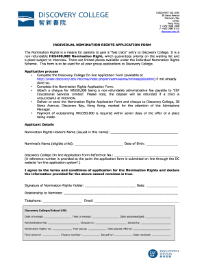 Fillable Online discovery edu Individual Nomination Rights Application ...