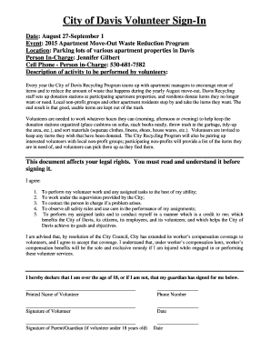 Fillable Online recycling cityofdavis volunteer assignment form ...