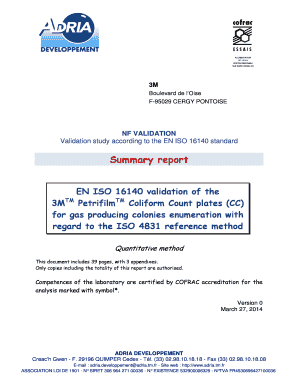 Fillable Online nf-validation afnor Rapport de synthese 3M 01-02-09-89 B en - NF VALIDATION - nf ...