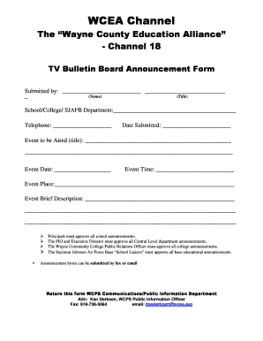 Bulletin Form - Fill Online, Printable, Fillable, Blank | pdfFiller