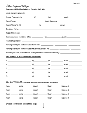 Fillable Online Commercial Unit Registration Formdoc Fax Email Print ...
