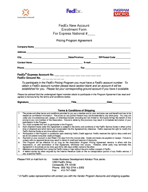 Fillable Online FedEx New Account Enrollment Form For Express Fax Email ...
