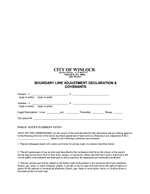 Fillable Online BOUNDARY LINE ADJUSTMENT DECLARATION amp COVENANTS Fax ...