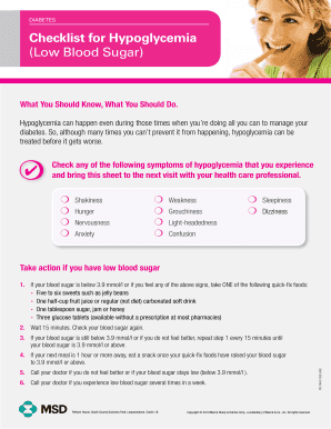 Fillable Online Checklist for Hypoglycemia Fax Email Print - pdfFiller