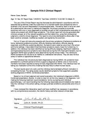 Fillable Online Sample IVA-2 Clinical Report Fax Email Print - pdfFiller