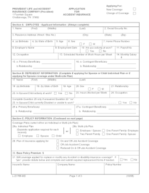 Fillable Online INSURANCE COMPANY (Provident) Fax Email Print - pdfFiller
