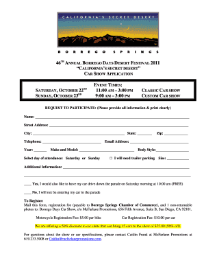 Fillable Online Car Show Application.doc Fax Email Print - pdfFiller