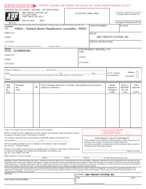 Fillable Online STRAIGHT BILL OF LADING - ORIGINAL - nyboatshowcom Fax ...