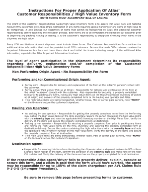 Fillable Online High Value Inventory bFormb - Walker Transfer Inc Fax ...