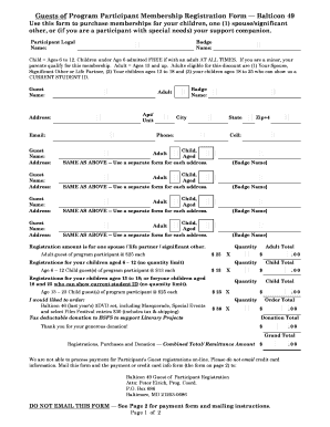 Fillable Online balticon B49 Guest of Participant Registration Form ...