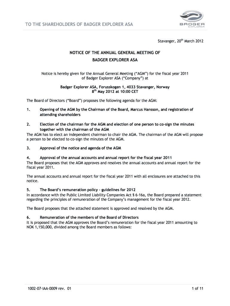 Fillable Online BADGER EXPLORER ASA Fax Email Print - pdfFiller