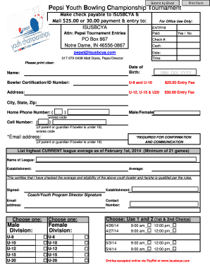 Fillable Online 2014 Pepsi Entry Formxls Fax Email Print - pdfFiller