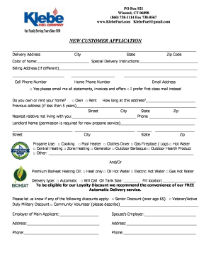 Fillable Online New Cus form oil or propane PDFpdf Fax Email Print ...