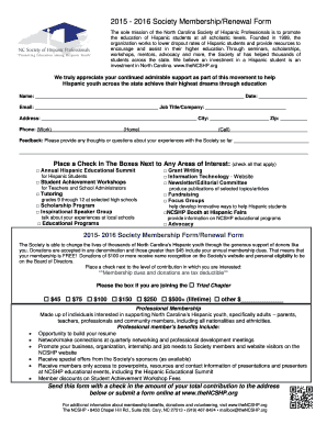 Fillable Online thencshp 2015 - 2016 Society MembershipRenewal Form ...