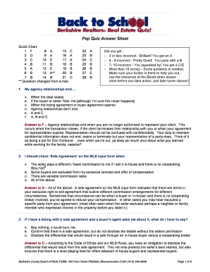 Fillable Online Pop Quiz Answer Sheet Fax Email Print - pdfFiller