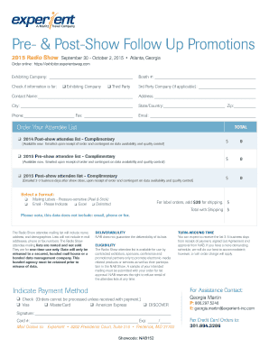 Fillable Online Pre- amp Post-Show Follow Up Promotions Fax Email Print ...