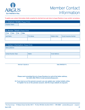 Fillable Online Member Contact Information - Argus Fax Email Print ...