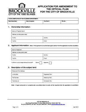 Fillable Online Application for Official Plan Amendment - Brockville ...