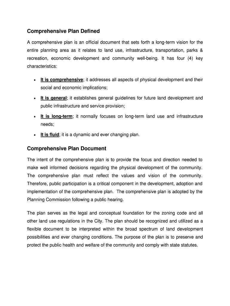 Fillable Online Comprehensive Plan Defined - warsonwoodscom Fax Email ...