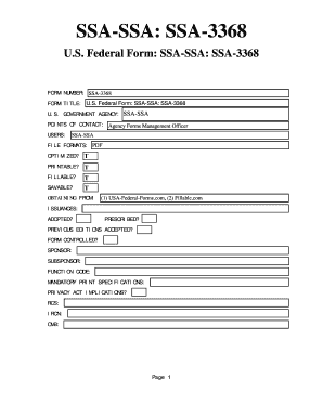 Fillable Online SSA-3368. U.S. Federal Form Fax Email Print - pdfFiller
