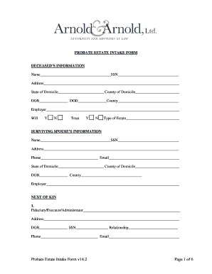 Fillable Online ESTATES INTAKE FORM - Arnold amp Arnold Ltd Fax Email ...