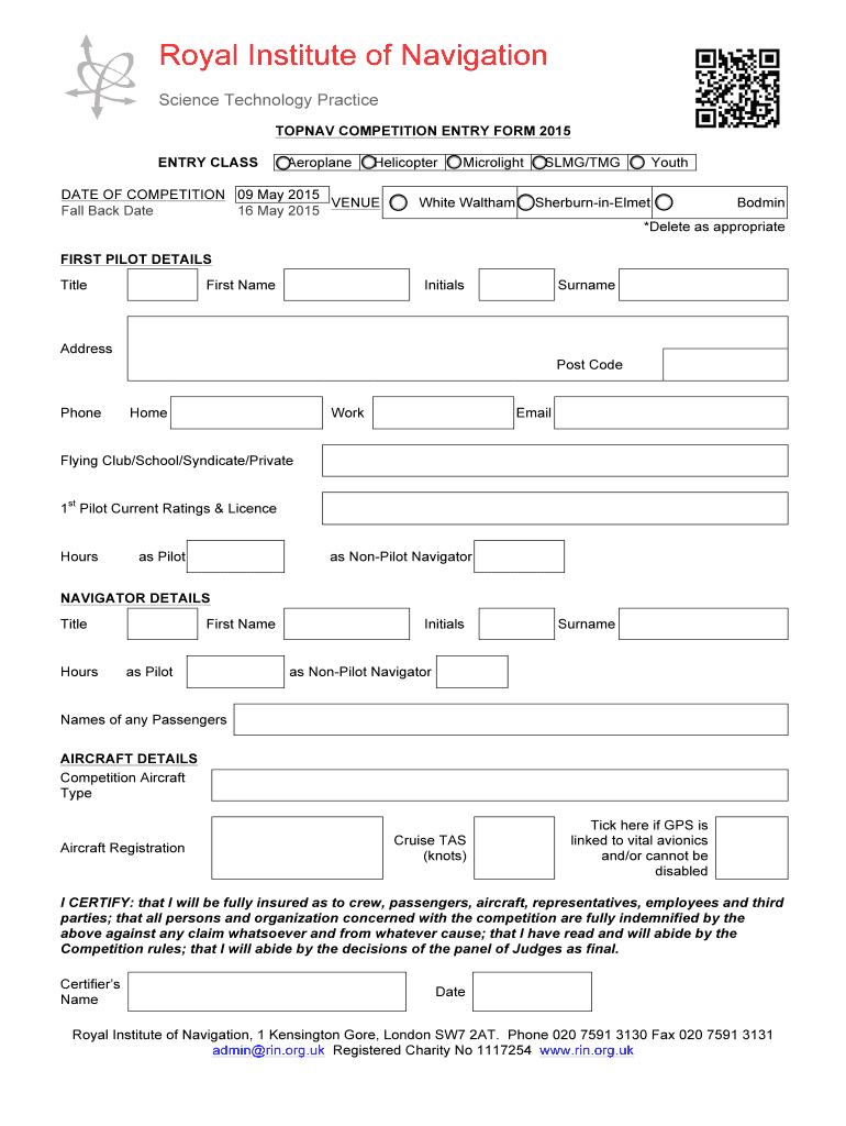 Fillable Online rin org TOPNAV15 Entry Form 2docx Fax Email Print ...