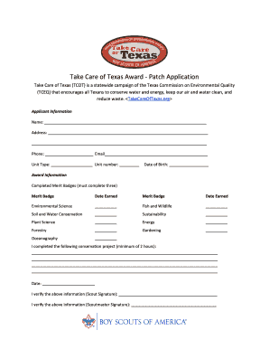 Fillable Online takecareoftexas Application for TCOT awarddocx Fax ...