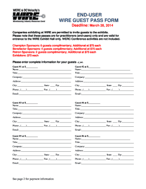 Fillable Online werc Guest Pass Form - Fillablepdf Fax Email Print ...
