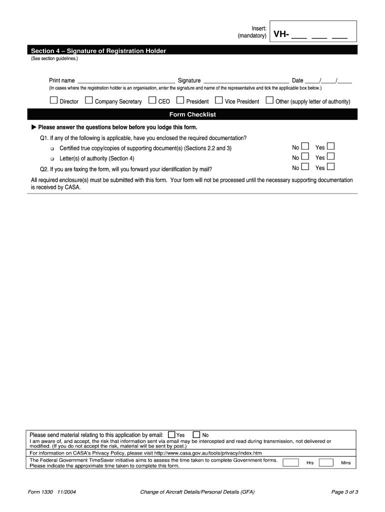 Fillable Online glidingaustralia Form 1330 Gliding Federation of ...