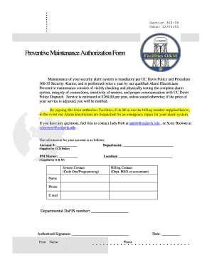 Fillable Online Preventive Maintenance Authorization Form - UC Davis ...