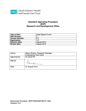 Fillable Online Standard Operating Procedure (SOP) Research and ...