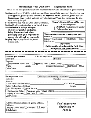 Fillable Online countryroadsquiltguild Mountaineer Week Quilt Show ...