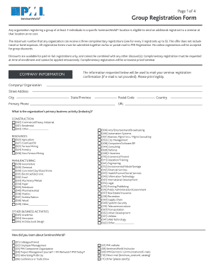 Fillable Online congresses pmi Page 1 of 4 Group Registration Form Fax ...