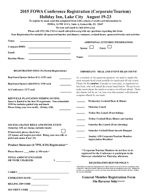 Fillable Online fowa 2015 FOWA Conference Registration CorporateTourism ...
