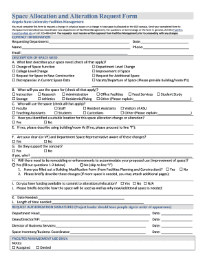 Fillable Online angelo Space Allocation and Alteration Request Form Fax ...