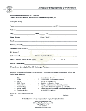 Fillable Online Moderate Sedation ReCertification Submit with ...