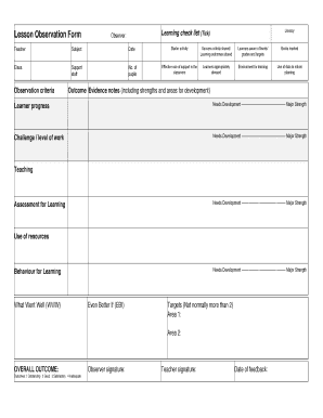 Fillable Online tbap org Lesson Observation Form - TBAP - tbap org Fax ...