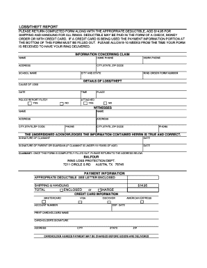 Fillable Online Balfour LossbTheftb Report bformbpdf Fax Email Print ...