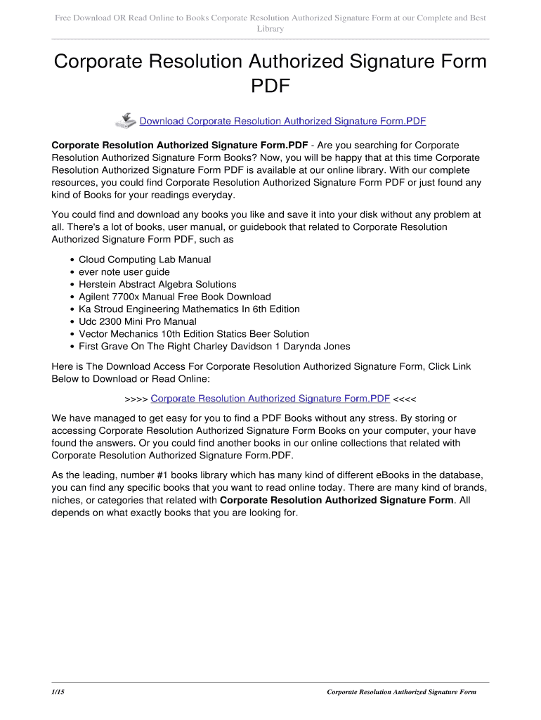 Fillable Online aqualar3m Corporate Resolution Authorized Signature ...