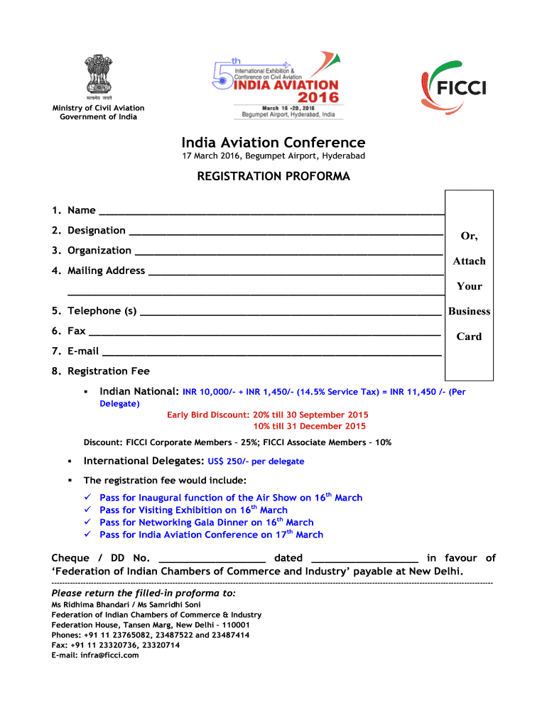Fillable Online ficci Registration Proforma - ficciin Fax Email Print ...