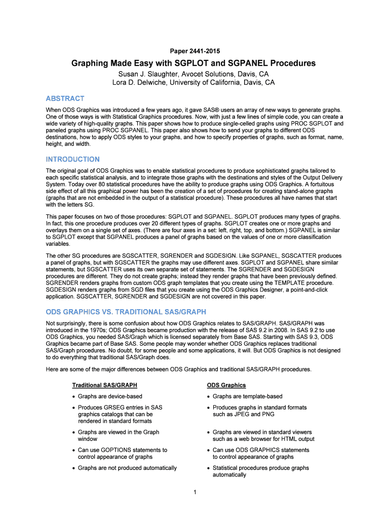 Fillable Online Graphing Made Easy with SGPLOT and SGPANEL Procedures Fax Email Print - pdfFiller