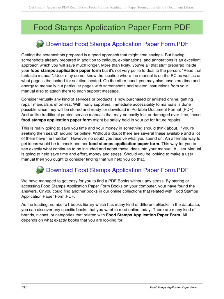 Fillable Online instaxshop Food Stamps Application Paper Form ...