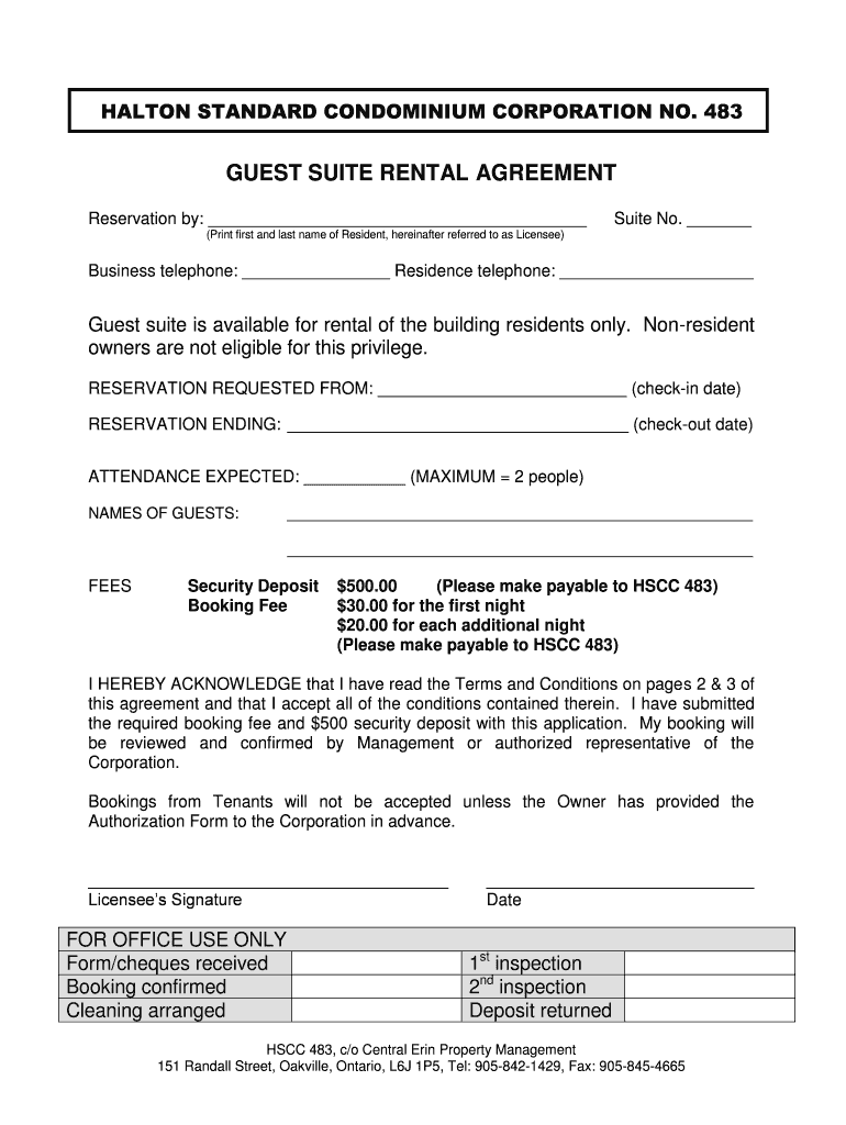 Fillable Online Guest suite brental agreementb - Squarespace Fax Email ...