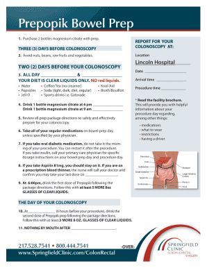 Fillable Online Prepopik Bowel Prep - Springfield Clinic Fax Email Print - pdfFiller
