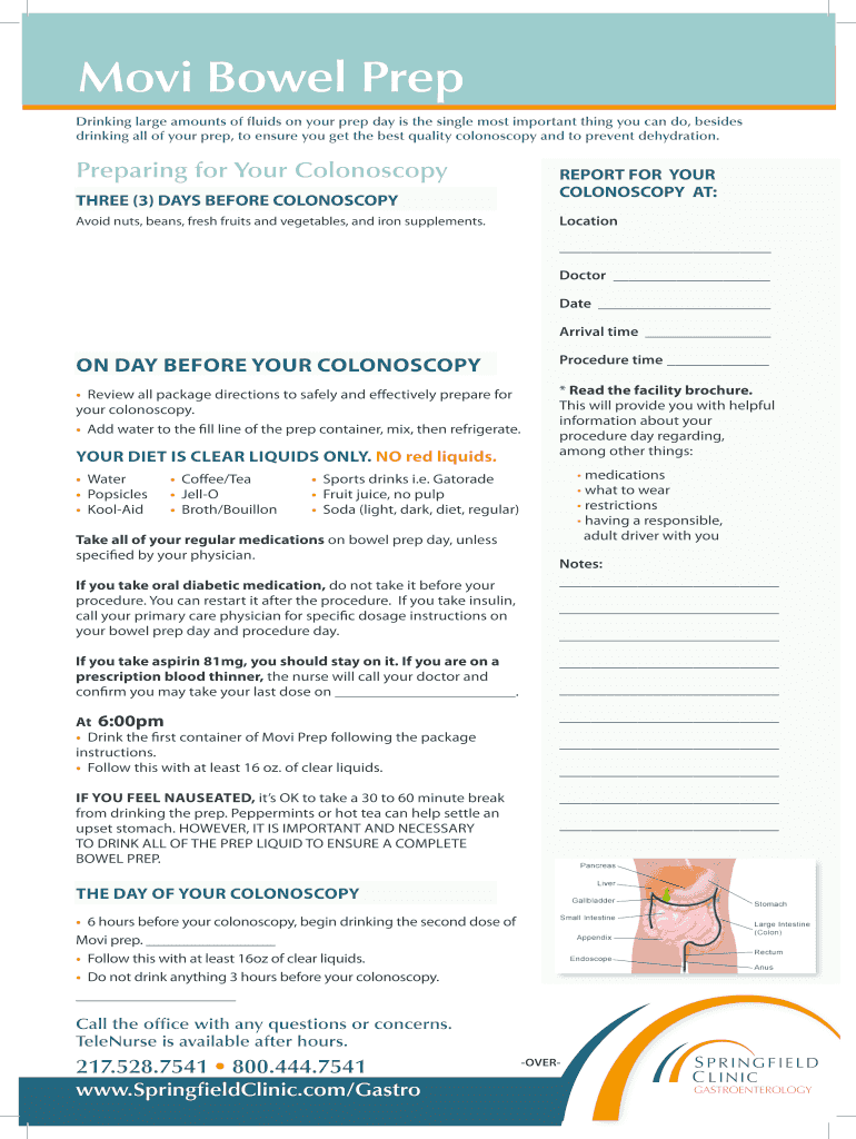 Fillable Online Movi Bowel Prep - springfieldcliniccom Fax Email Print ...