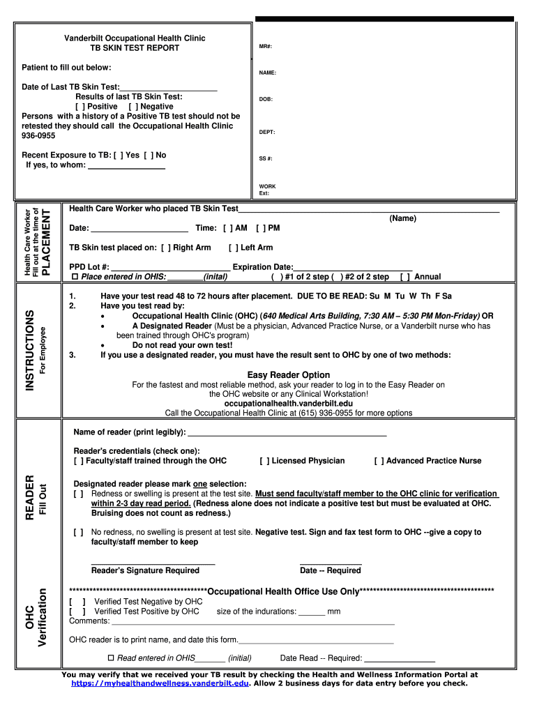 Mantoux Skin Test Form Fill Out Sign Online DocHub