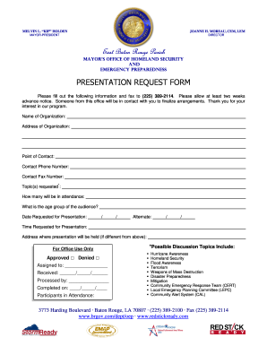 Fillable Online Presentation Request Form-1-5-11-wlw Fax Email Print - pdfFiller