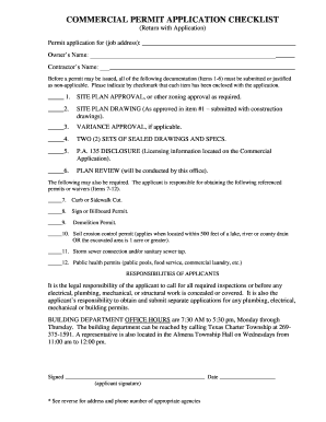 Fillable Online almenatownship PERMIT APPLICATION CHECKLIST (Return with Application ...