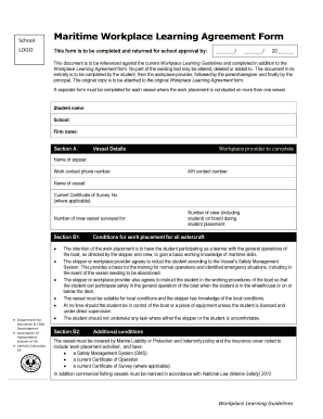 Fillable Online Maritime Workplace Learning Agreement Form Fax Email ...