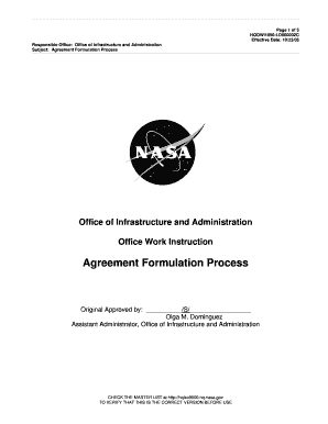Fillable Online nodis3 gsfc nasa Agreement Formulation Process - Nasa ...